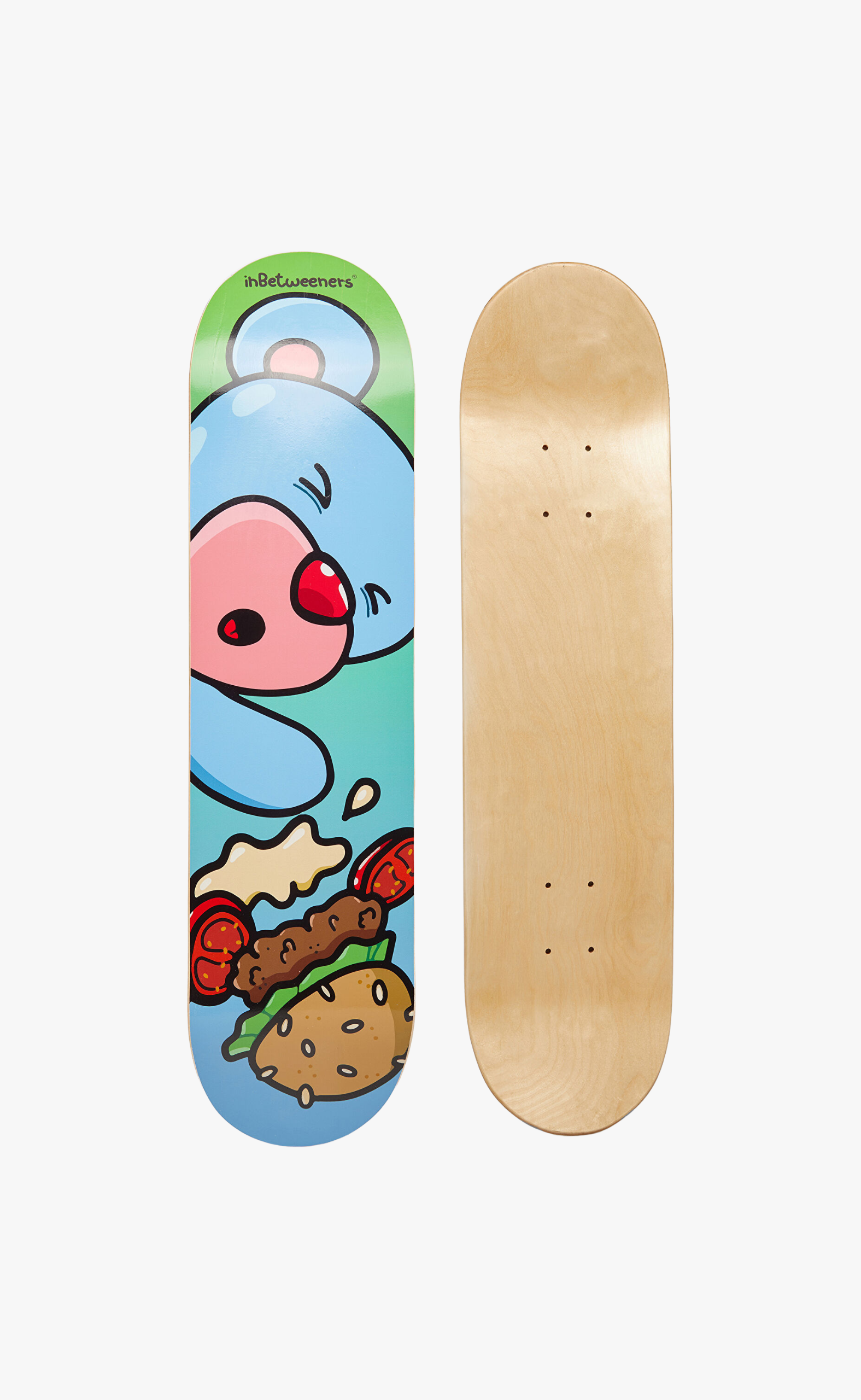 HAMBURGER BEAR GREEN BLUE SKATEBORD DECK